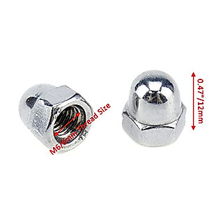 Bitray Acorn Nut M6 304 Stainless Steel Acorn Hex Cap Nuts -50pcs