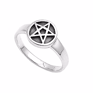 CloseoutWarehouse 925 Sterling Silver Wicca Pentagram Ring (4)