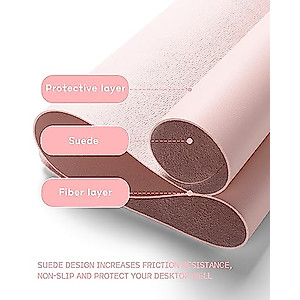 Writing Desk Pad Protector, YSAGi Anti-Slip Thin Mousepad for Computers,Office Desk Accessories Laptop Waterproof Desk Protector for Office Decor and Home (Pink, 35.4" x 17")