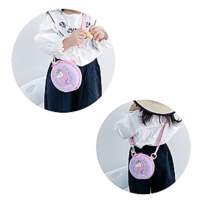 ELEMIRSA 6pcs Unicorn Purse handbag for Little Girls Dress Up Jewelry Pretend Play Kids Accessories Unicorn Necklace Jewel Party Favor, Purple