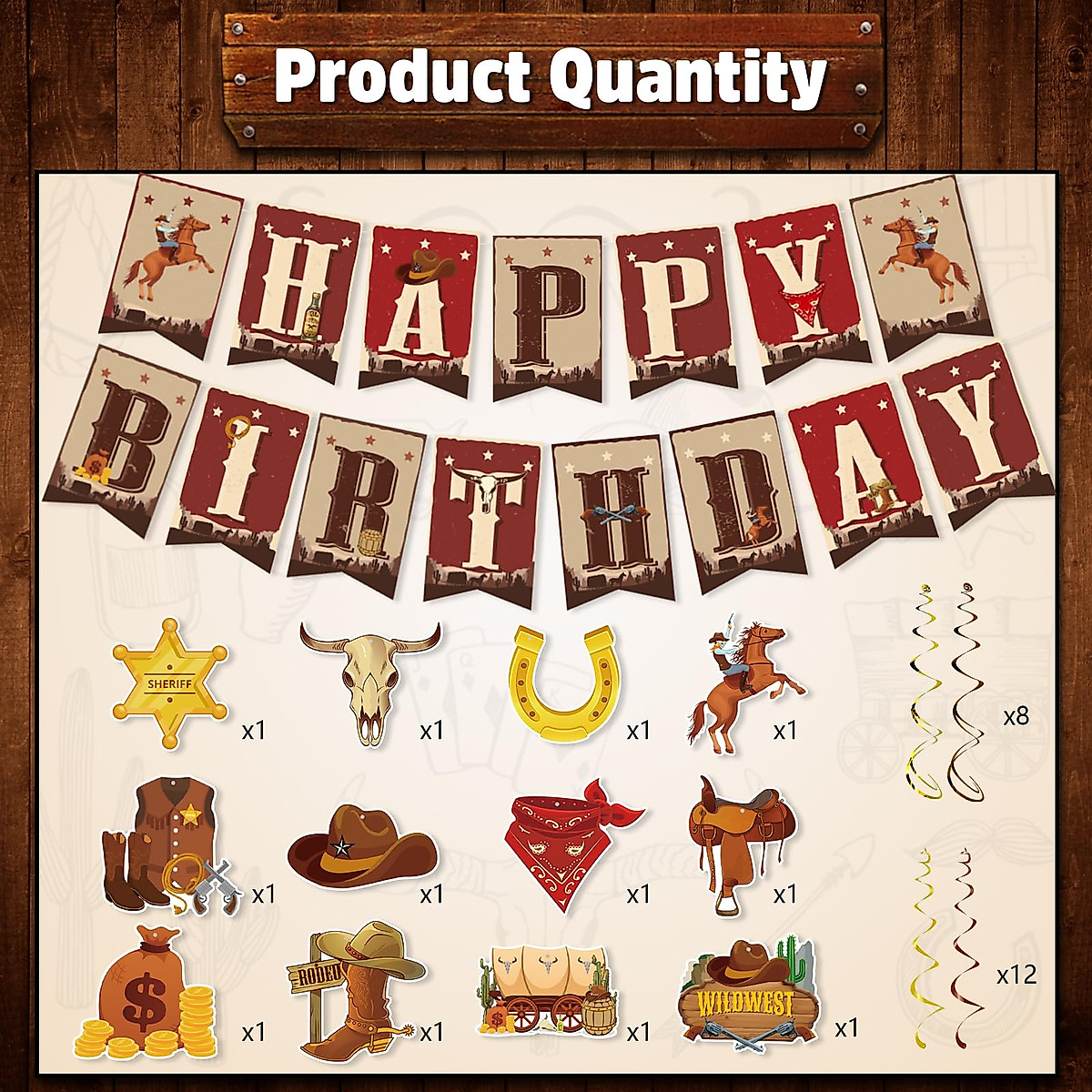 Cowboy Happy Birthday Party Decorations - NOVBAUB 29PCS Hanging Swirls Western Birthday Party Decorations Whirls Hanging Streamers Rodeo Hanging Swirls Streamers Cowboy Birthday Party Decorations