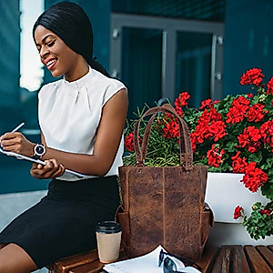 KomalC Genuine Soft Chicago Buff Leather Tote Bag Elegant Shopper Shoulder BagSALE (Grace)