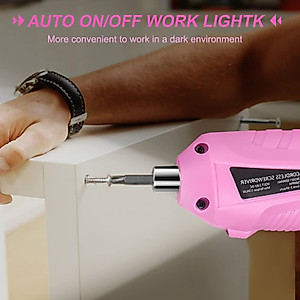 Pink Cordless Screwdriver Set with Rechargeable Battery and Charger, Rotating Handle, LED Light, 47PCS Drill/Driver Accessories, Lightweight and Portable Electric Screwdriver for Women