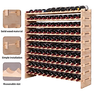 Wooden Stackable Storage Modular countertop Wine Rack Cabinet-Freestanding for Floor Wine Display Stand Holder (16bottle)