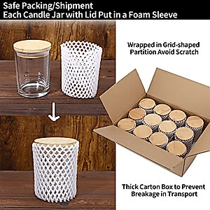 Aminigram 12 Pack, 10 OZ Clear Candle Jars with Bamboo Lids, Empty Glass Candle Jars for Making Candles, Morden Kitchen Bathroom Small Things Container - Bonus 36 Sticky Labels