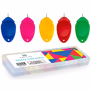 Needle Threaders (30 Pieces), Fits All Needle Sizes, Simple Wire Loop Tool DIY Threader for Hand or Machine Sewing & Crafting with Case, 5 Colors
