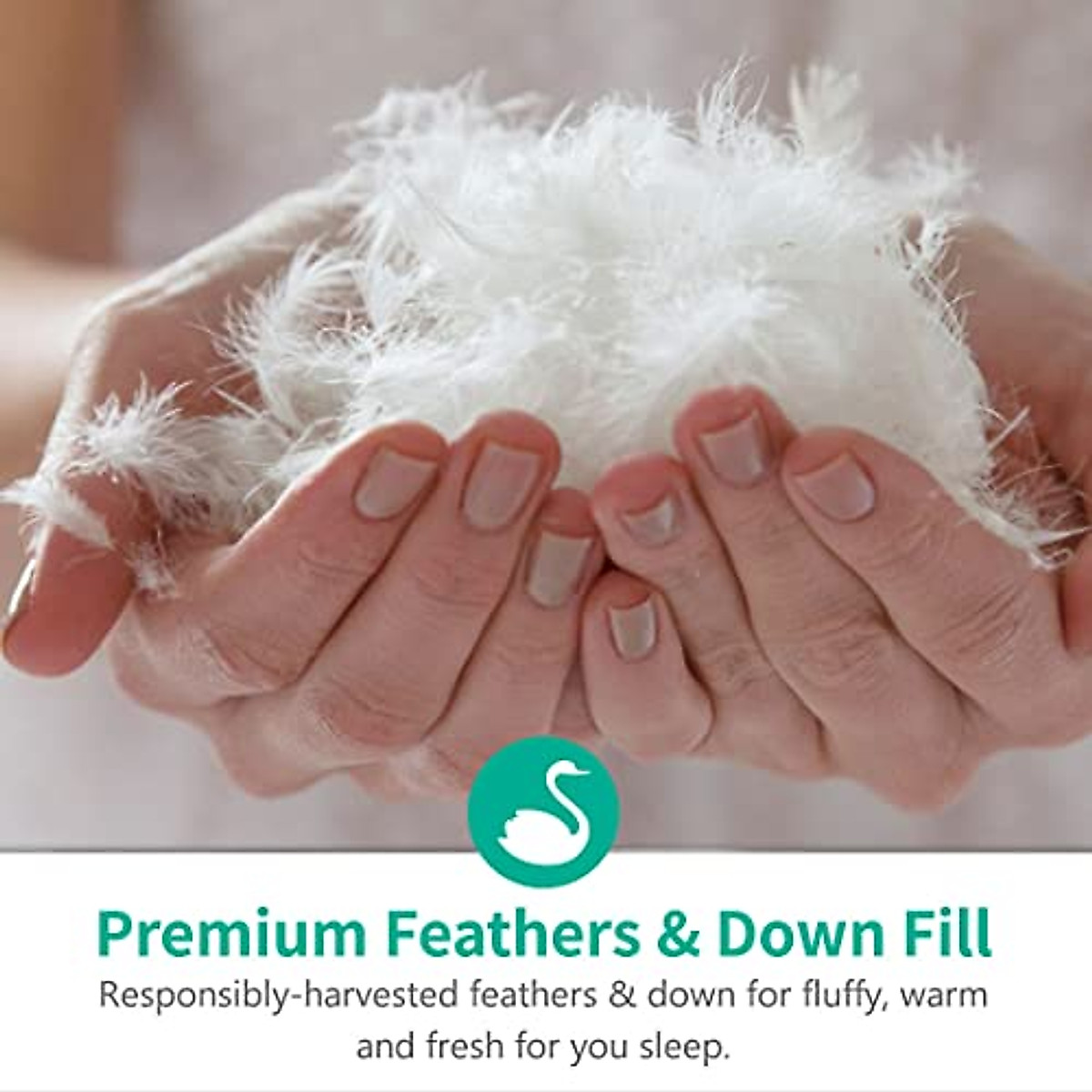 APSMILE Feathers Down Comforter California King, All Season Organic Feathers Down Duvet Insert- 64oz Geometric Grid Machine Washable Bedding Comforter(104x96, Cloud Grey)