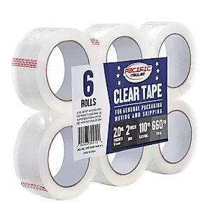 Clear Packing Tape, 2 Inch Wide, 2.0mil Thickness, 110 Yard Per Roll [Pack of 6 Rolls]