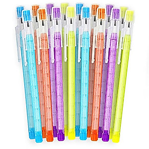 Emraw No 2 HB Translucent Pencils Multipoint Non-Sharpening Stackable Pencil with Matching Eraser (Pack of 16) - for Girls, Kids, Students, Teachers, Office