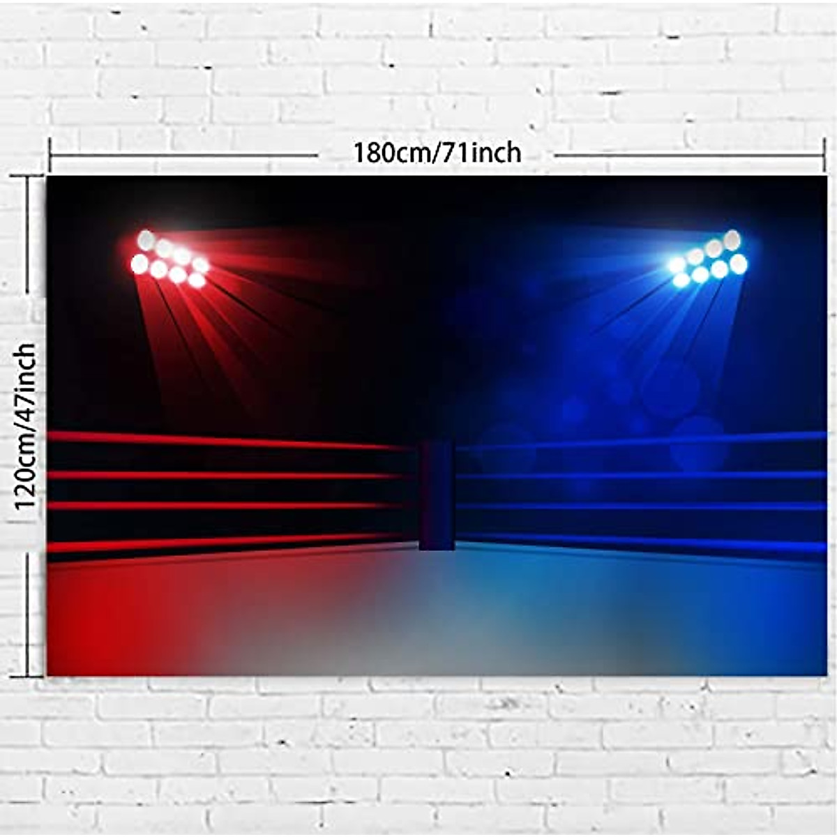 Lighting Boxing Arena Banner Backdrop Background Photo Booth Props Boxing Ring Boxing Match Stadium Sports Wrestling Theme Decor for Boxing Fan Boy Man 1st Birthday Party Favors Supplies Decorations