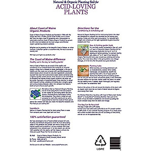 Coast of Maine Organic Natural Garden Compost Potting Planting Soil Blend for Acid Loving Plants, Bushes, and Flowers, 20 Quart Bag