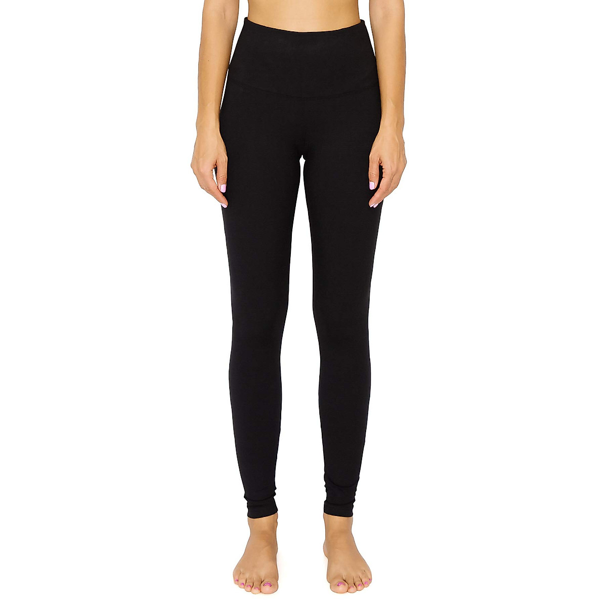 Leggings Depot Womens ActiveFlex 5" Waistband High Waisted Active Leggings Pants (Black, Large)
