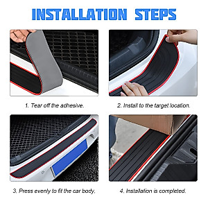 Rear Bumper Guard Protector for Car, Universal Rubber Scratch-Resistant Non-Slip Trunk Door Protector for Most Cars, Car Exterior Accessories (Black)