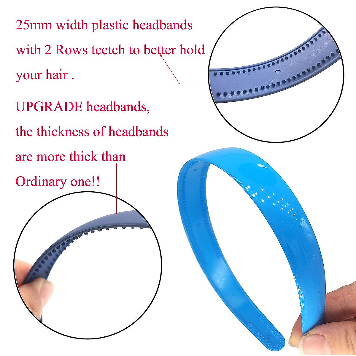 12pcs Women Plastic Headbands 25mm Wide Headband with Teeth for Girls Kids Teens Women by Yazon …