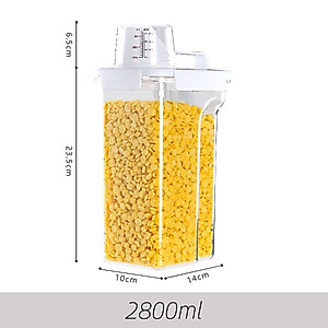 Komost Airtight Food Storage Canisters with Measuring Cup - Ideal for Cereal, Flour & Sugar | Kitchen Pantry Organization Containers, Dry Food Storage (2800ml)