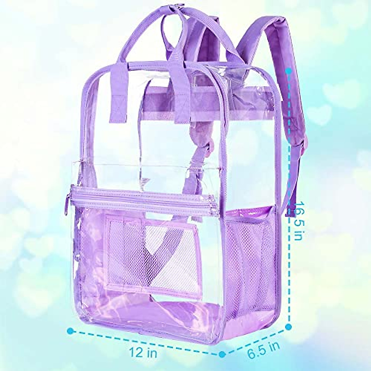 TXHVO Clear Backpack, Heavy Duty Transparent Bookbag, See Through PVC Backpacks for Women - Purple