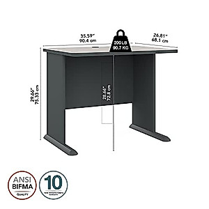 Bush Business Furniture Series A 36W Desk in Slate and White Spectrum