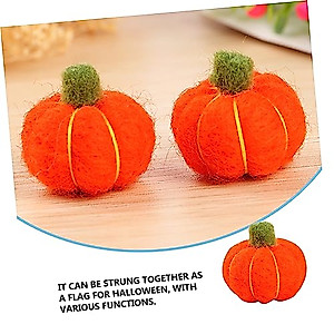 COHEALI 6 Pcs Pumpkin Wool Felt Christmas Decor Mini Wreath Artificial Flower Garland Nativity Craft Needle Felt Pumpkin Handmade Wool Felt Kit Orange Self Made Ornament Balloons Garland