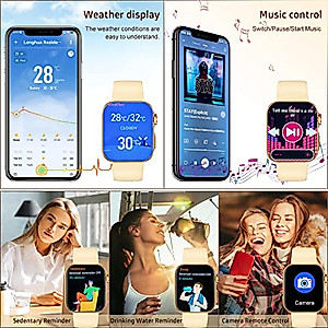 Smart Watches for Women,Touch Screen Smart Watch for Android Phones,Activity & Fitness Trackers for Women，Heart Rate Monitor Watch，step tracker watch for women , Smart Watch with Text and Call（Golden）