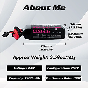 CNHL 2s lipo Battery 1300mah 7.4v 100C with xt60 Plug for Vortex LRC Freestyle V1 RC Boat Heli Airplane UAV Drone FPV Multi-Motor Hobby DIY Parts (2 Packs)