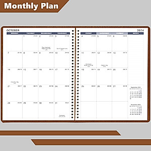 2024 Weekly Appointment Book & Planner - Large 2024 Daily Hourly Planner, January 2024 - December 2024, 8.5" x 11", 2024 Appointment Book with 15-Minute Interval + Thick Paper + Pocket - Brown