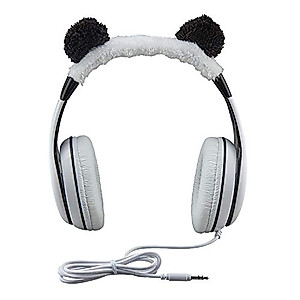Panda Kids Headphones, Adjustable Headband, Stereo Sound, 3.5Mm Jack, Wired Headphones for Kids, Tangle-Free, Volume Control, Foldable, Childrens Headphones Over Ear for School Home, Travel