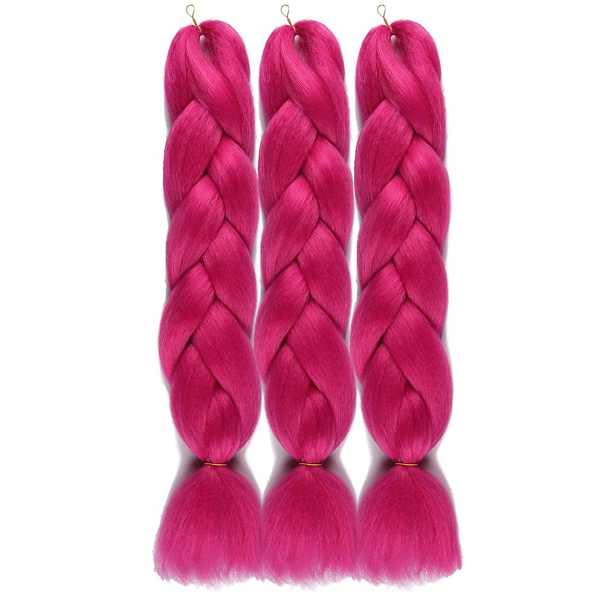 Pink Braiding Hair Extension 3pcs/Lot Crochet Jumbo Braids Hair 100g/pc Hot Pink Braids Hair Synthetic Crochet Twist Braid Hair Extension for Box Braids (24Inch,Rosy)