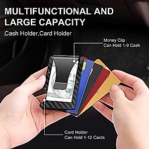 REGC Slim Wallet for Men, Metal Money Clip Wallet, RFID Blocking Minimalist Wallet, Pocket Cash Credit Card Holder for Men (Old Elastic, Carbon Fiber)