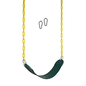 New Bounce Swing Seat - Swing Set Accessories for Outside, with Heavy Duty Rust-Proof Chain Coated in Thick Plastic for Safety and Comfort - Outdoor Replacement Swings for Kids and Adults (1 Pack)
