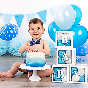 Baby Shower Decorations Large Transparent Balloons Decor Baby Box Baby Blocks Decorations for Baby Shower Boy Girl 1st Birthday Party Decorations by QIFU (White Baby Blocks)