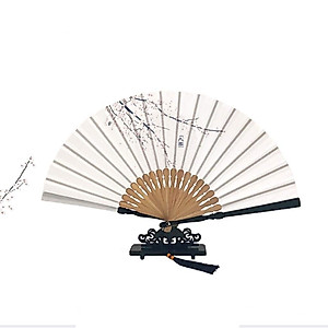Hand Fan Folding Fan,Hand-held Fan,Folding Fan Female Classical Bamboo Bone Folding Fan Ancient Wind Tassel Small Fan Women Fans Hand Paper Folding Props Vintage style