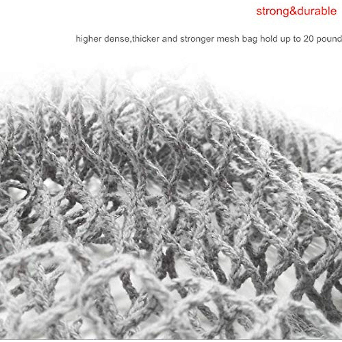 4 Pack Portable Reusable Grocery Bags Fruit and Vegetable Bag Washable Cotton Mesh String Organic Organizer Shopping Handbag Long Handle Net Tote (grey blue,Black,Beige,Pink)