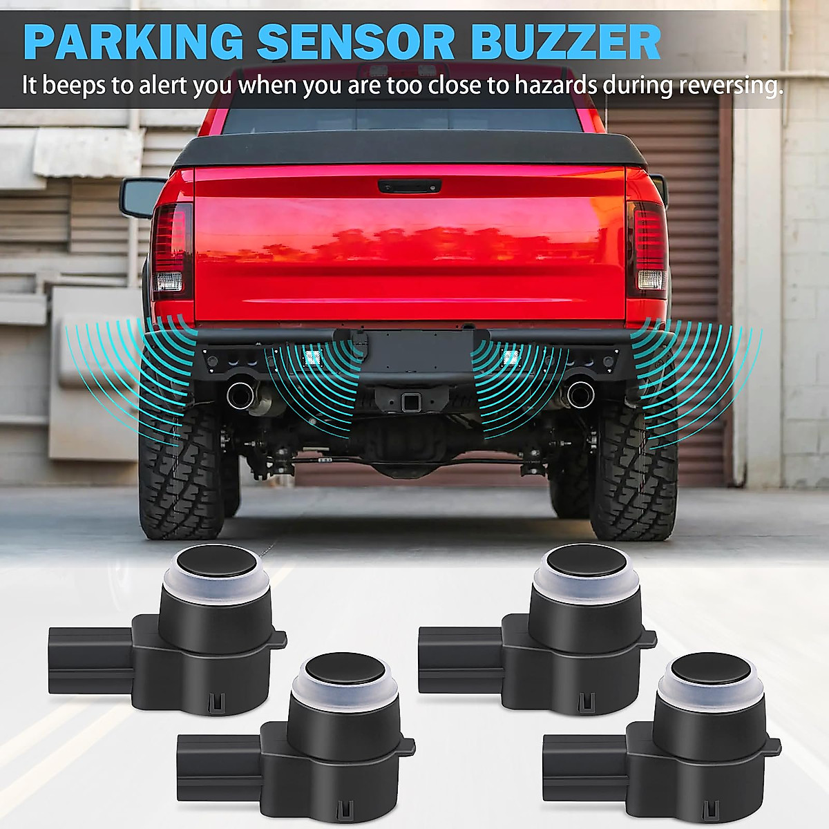 SHINEHOME 4 PCS PDC Parking Assist Sensor - Compatible with Dodge Journey, Durango, Ram 1500 2500 3500, Jeep Commander, Liberty, Grand Cherokee - Replace 1EW63TZZAA - Reverse Backup Parking Sensor