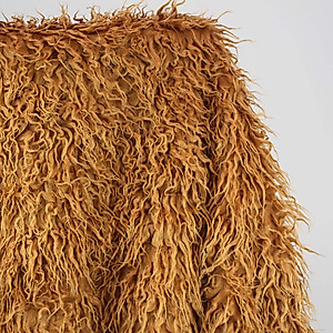 Faux Fur Long Pile Curly Fabric Alpaca Mongolian,Fake Fur Luxury Shag Fabric for DIY Craft Decoration Photo Prop Backdrop Cosplay Chairs Sofa Cushion Rugs 150x50cm(Color:2 Brown)