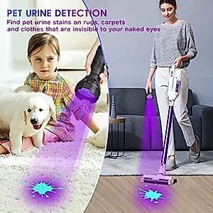 UV Flashlights 51 LED 365-395nm Black Light Flashlite, Rechargeable Blacklight for Pet Urine Detection,Resin Curing,Dry Stains,Bed Bug,Scorpion, Dog/Cat Urine Detector Light Match with Odor Eliminator