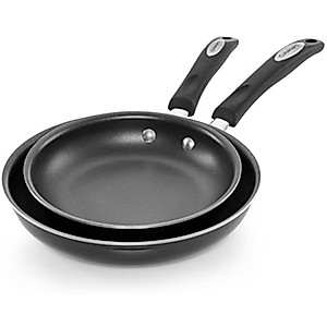 Cuisinart Nonstick Skillet Pan Set, 2 Piece Aluminum, Black/Stainless Steel, 57B22-810BK
