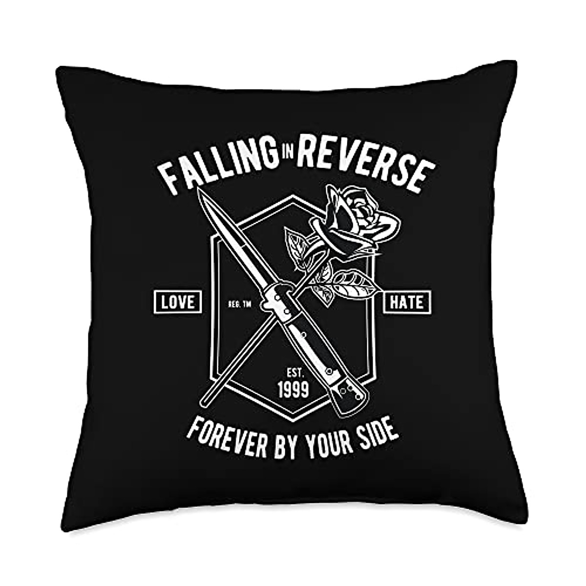 1999 Flower and Knife Love Hate Funny Gift Falling in Reverse Love-Hate Forever by Your Side Fashion Throw Pillow, 18x18, Multicolor