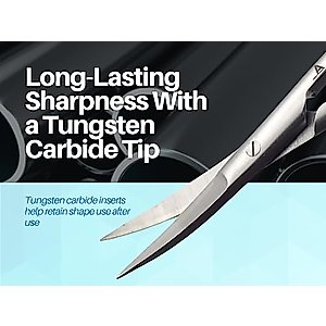 Scissors 4.5 inches Curved with Tungsten Carbide Inserts| Gold Plated Handle Extra Sharp and Durable by ARTMAN INSTRUMENTS