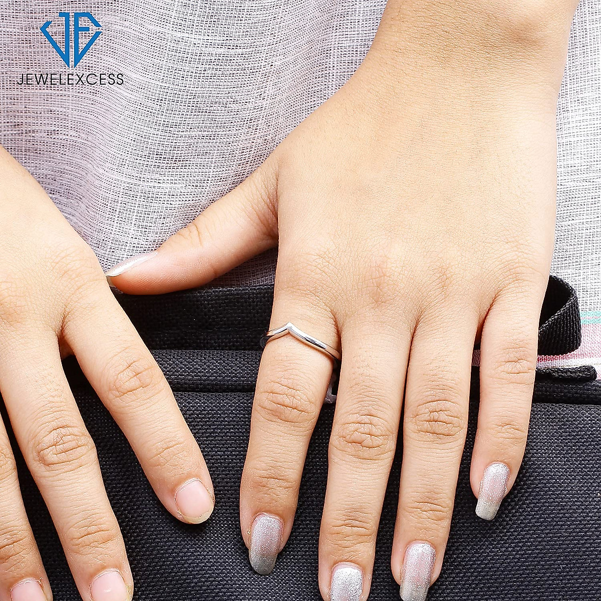 JEWELEXCESS Sterling Silver Wishbone Friendship Ring for Women | Dainty Sterling Silver Promise Ring For Women | Silver Friendship Ring For Women