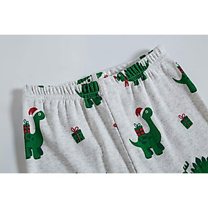 Boys Christmas Pajamas for Toddler Clothes Set Dinosaur Sleepwear Long Sleeve 100% Cotton 2 Piece Kids Xmas Pjs 3t