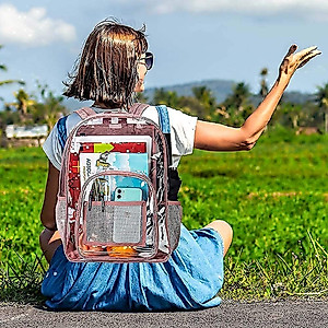 Clear Backpack for women and men, Heavy Duty Transparent Bookbag - 16" See Through Large Backpacks Stadium Approved