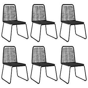 YUHI-HQYD Patio Chairs 6 pcs,Bar Chairs, Visitor Chair,Coffee Chair,Outdoor Dining Chairs,Banquet Chair,Suitable to Decorate Kitchen,Bistro,Coffee Shops,Office Room, Poly Rattan Black