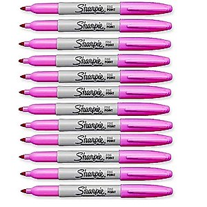 Sharpie Permanent Markers, Fine Point, 12 Pack Electric Pink