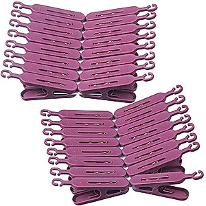 Foldable Clip Hangers with 32 Clothespin Drying Clips Underwear Hanger with Clips Plastic Laundry Clip Drip Drying Hanger for Socks Bras Lingerie Clothes Sturdy (Pink)