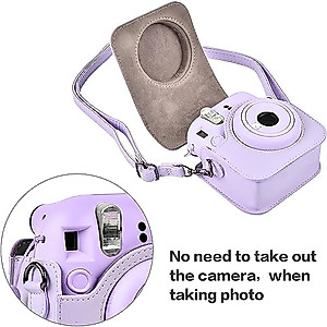 SAIKA Protective & Portable Case Compatible with Fujifilm for Instax Mini 12 Instant Camera with Accessories Pocket and Adjustable Strap-Purple