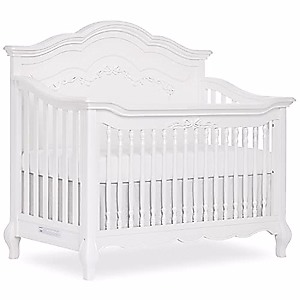 Evolur Aurora Deluxe Edition 5 in 1 Curved Convertible Crib I Fairytale Nursery, Frost, 58x32x54 Inch (Pack of 1)