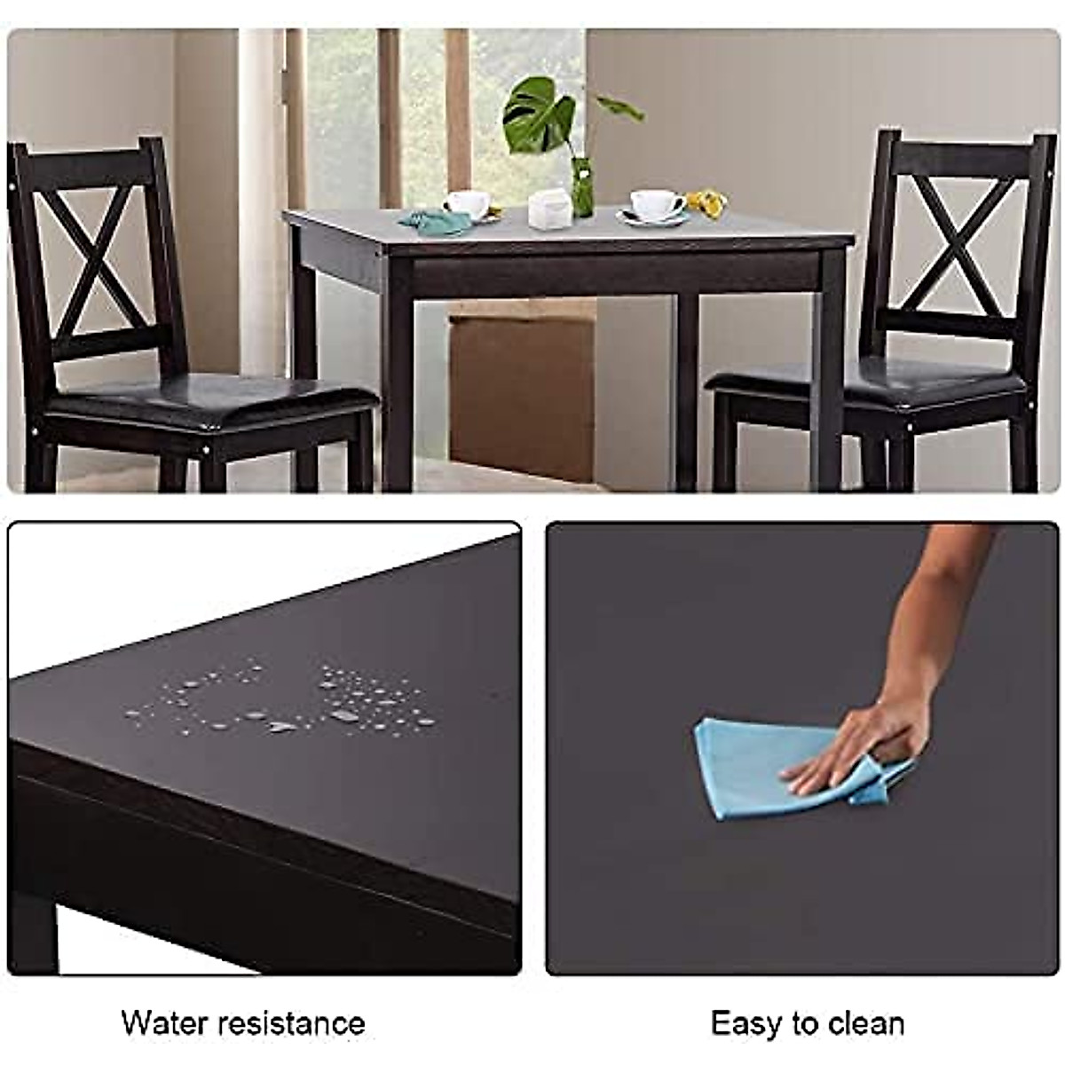 Dining Table Dining Kitchen Table Dining Set 3 Piece Table and Chair for 2 Person  Wooden  Table with  2  Chairs Dining Room Table Set,Dark Brown 