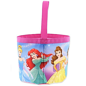 Disney Princess Girls Collapsible Nylon Gift Basket Bucket Tote Bag (One Size, Pink)