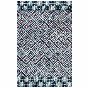 SAFAVIEH Aspen Collection 3' x 5' Blue / Red APN812M Handmade Boho Wool Area Rug