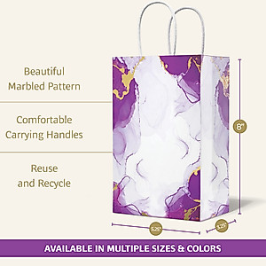 10 PK Designer Gift Bags with Handles - Assorted Sizes and Colors - Cute Luxury Gift Bags - Wedding Welcome Bags, Bridal or Bridesmaid Gift, Birthday Gift Bags for Women, Bachelorette Party Favor (Medium, Purple)